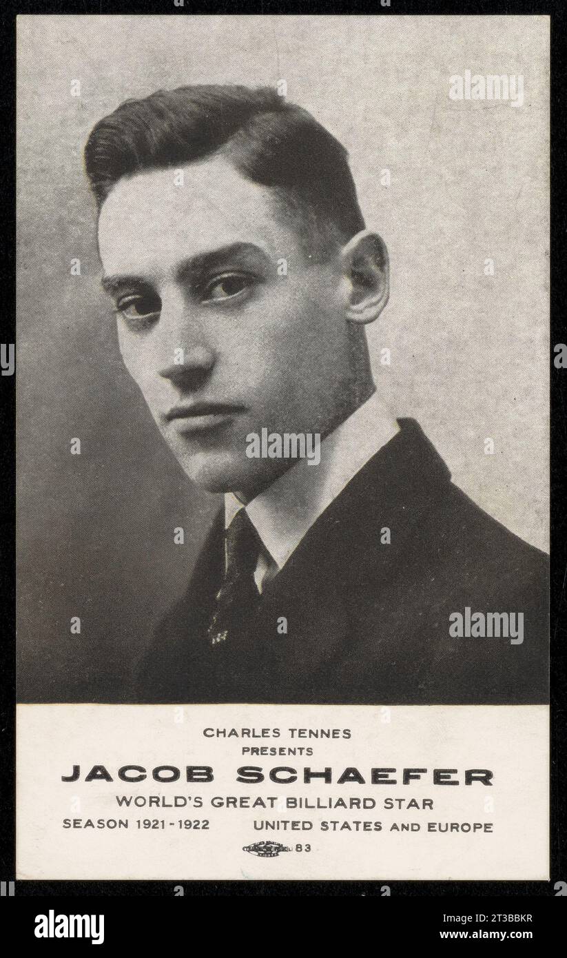 Jacob Schaeffer World's Great Billiard Star. Season 1921-1922. United ...
