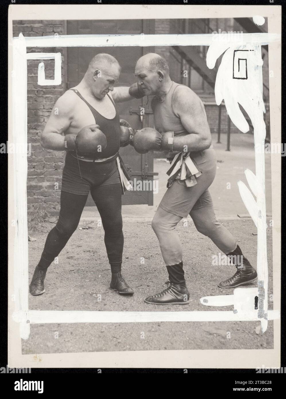 Famous Fighters, Jim Jeffries and Tom Sharkey, Now Stage Pals. Left to ...