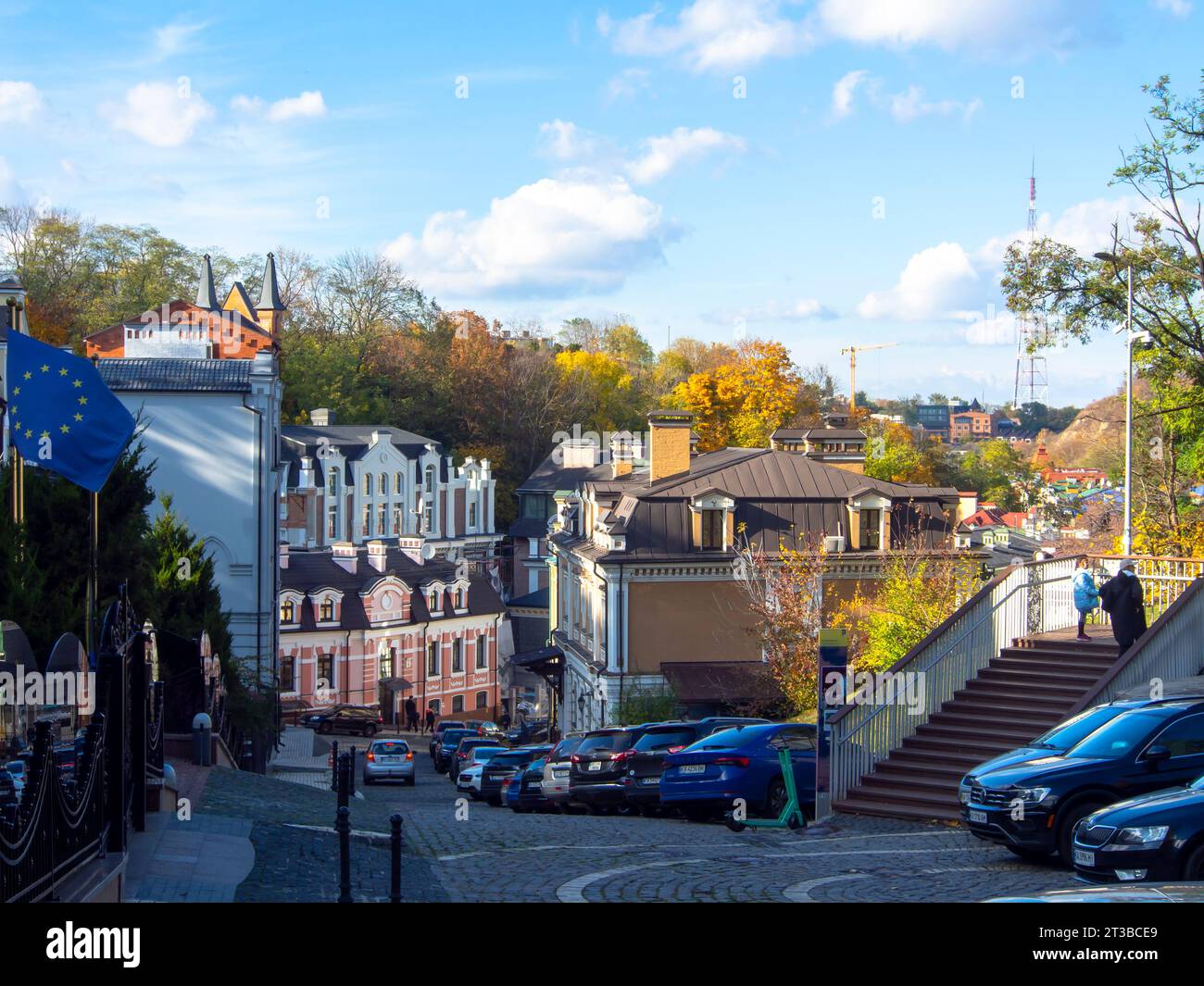 Downtown of Kyiv, Ukraine in sunny day. Views of historic architecture ...