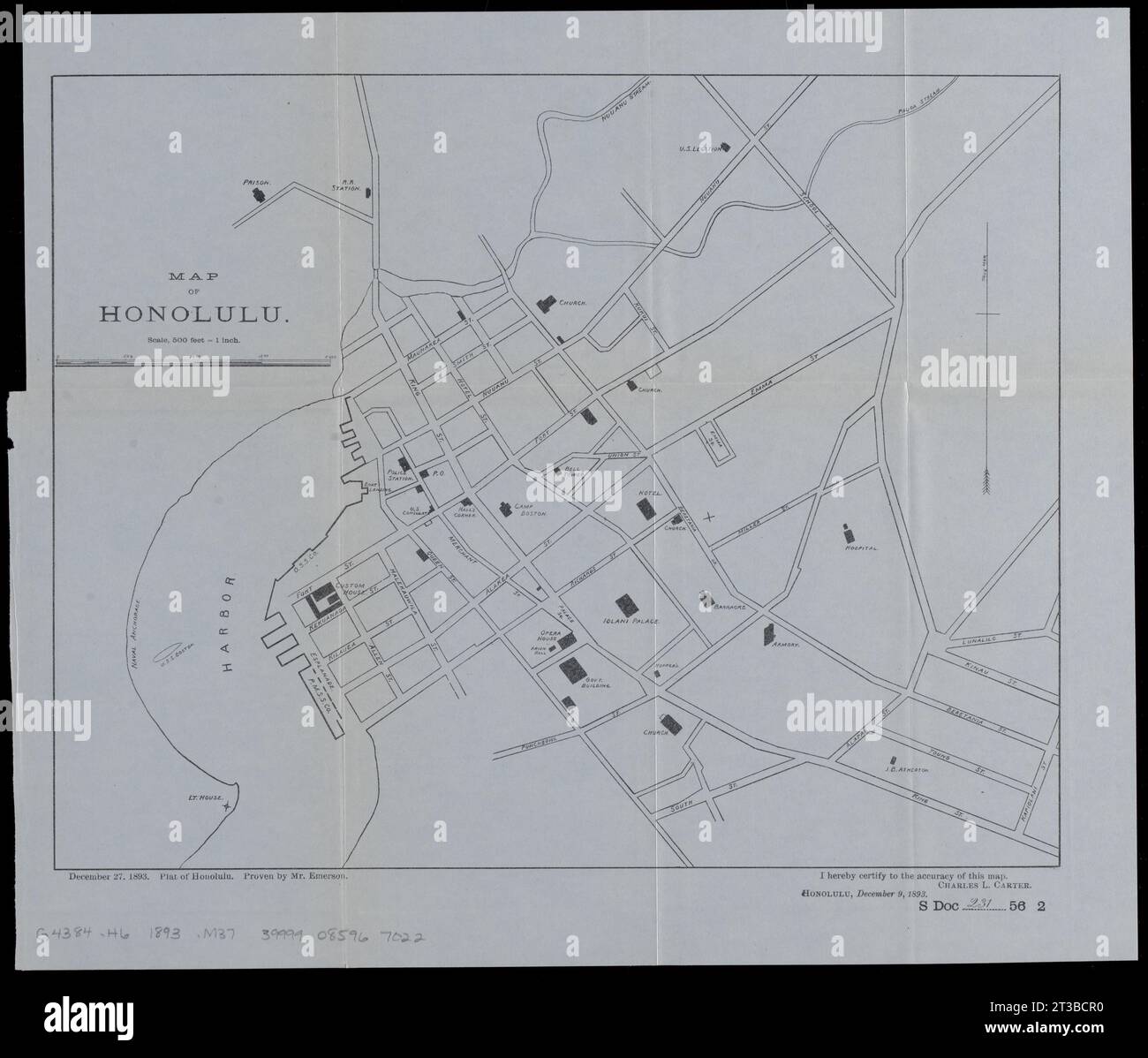 Map of Honolulu Stock Photo - Alamy