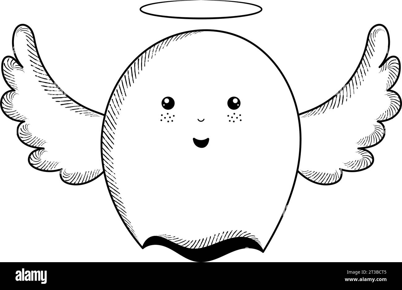 Isolated sketch of a ghost with an angel costume Vector Stock Vector ...