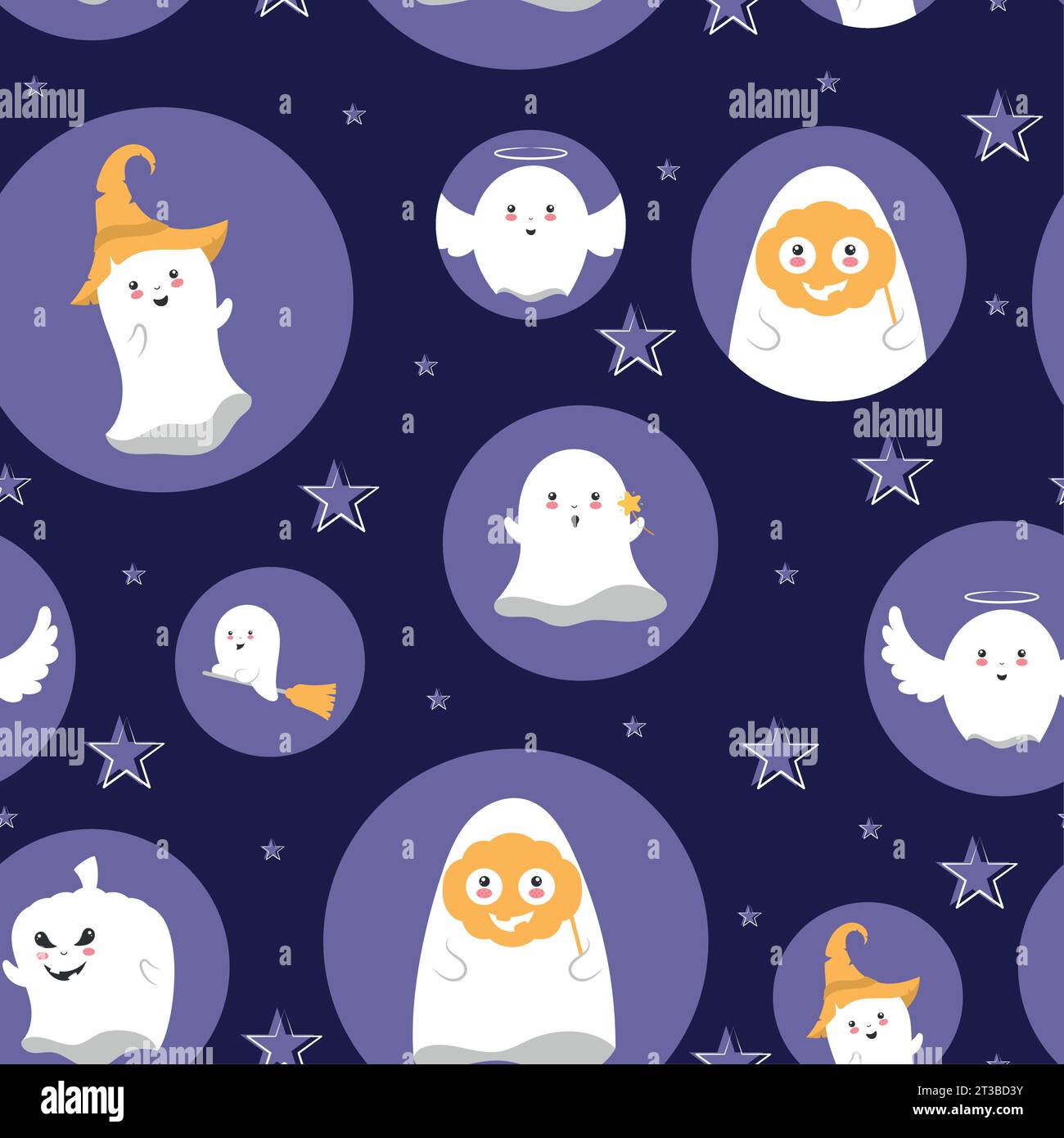 Halloween ghost character pattern background Vector Stock Vector Image ...