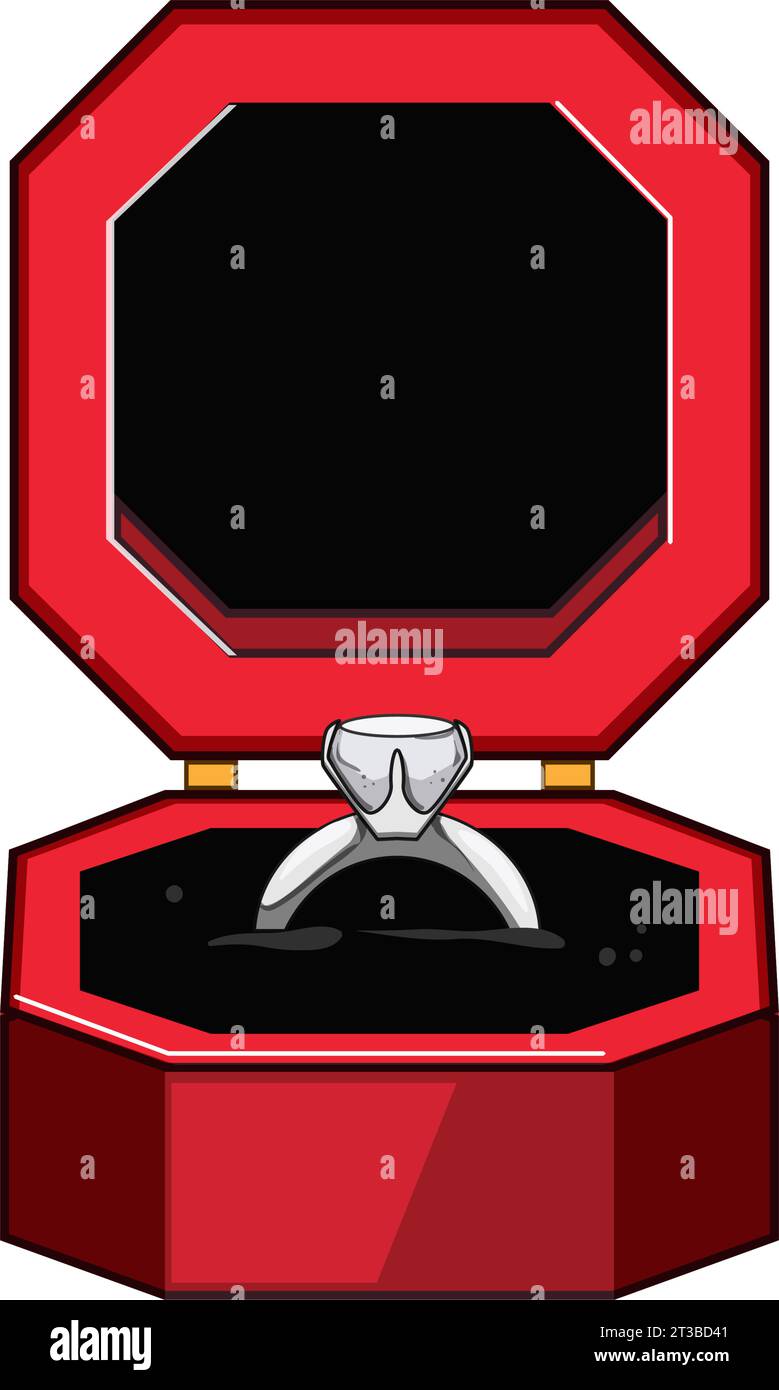 love proposal ring box cartoon vector illustration Stock Vector Image ...