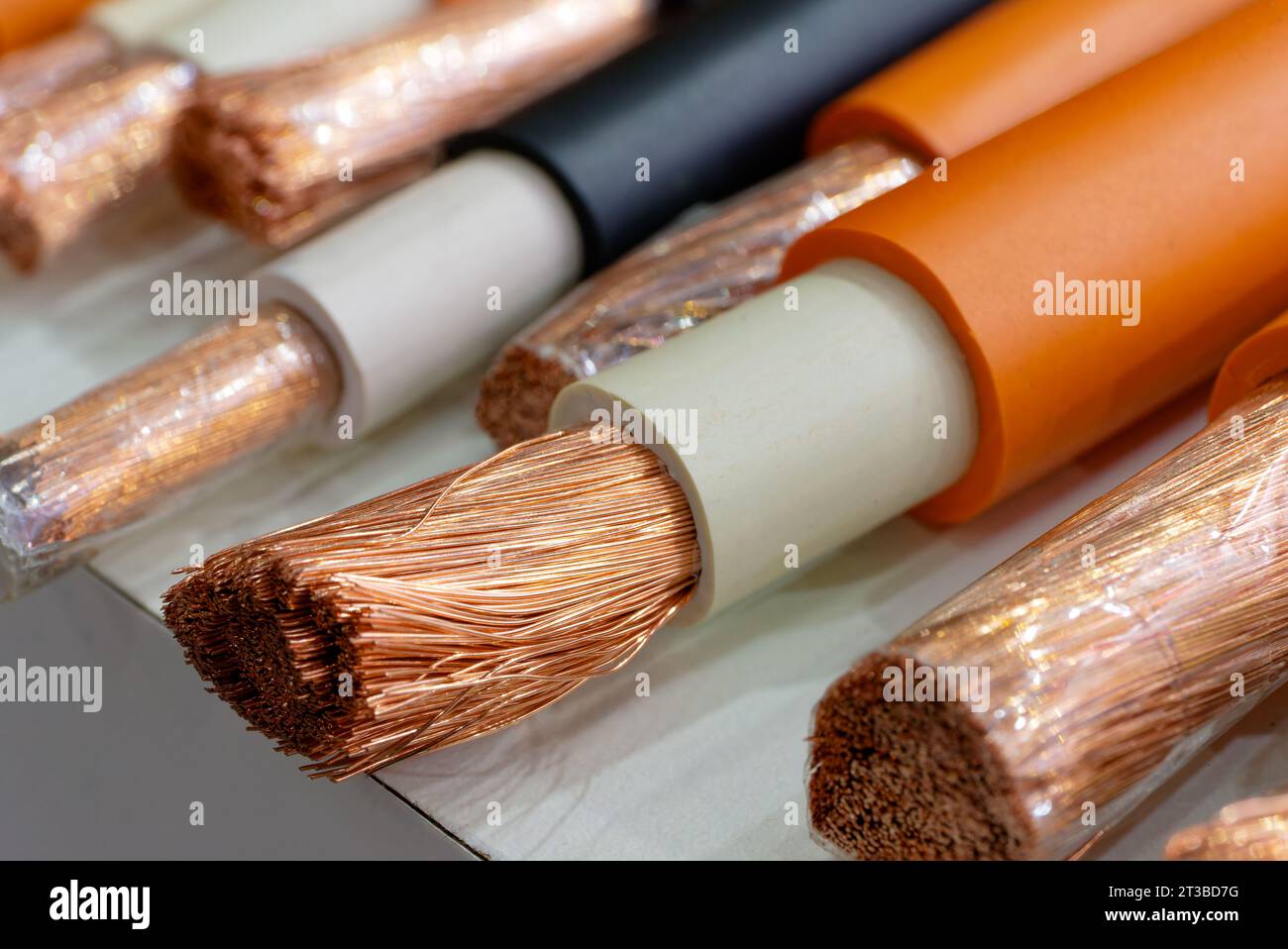 Group of stripped off copper multicore cables Stock Photo - Alamy