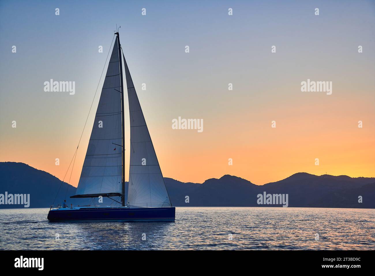 54ft sailing yacht in the Gulf of Fethiye, southern Turkey sailing at ...