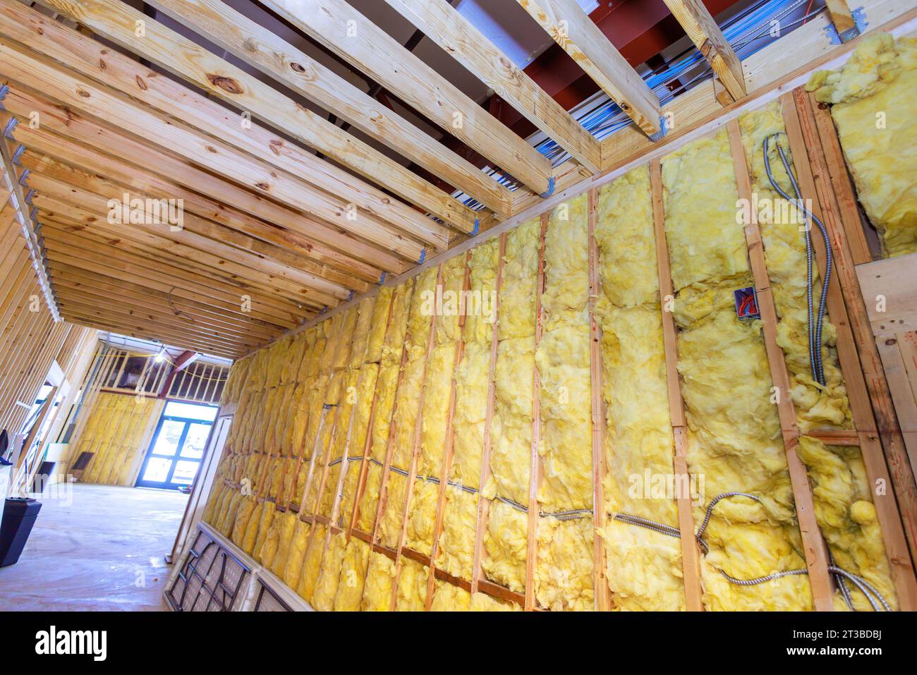 Mineral wool wall assembly with fiber cotton thermal insulation in ...