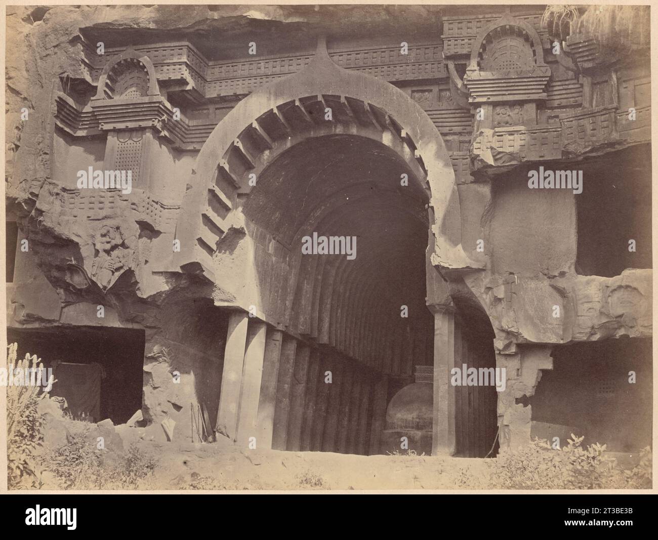 Exterior view of Buddhist Chaitya Hall (Cave XII), Bhaja Caves, Pune ...