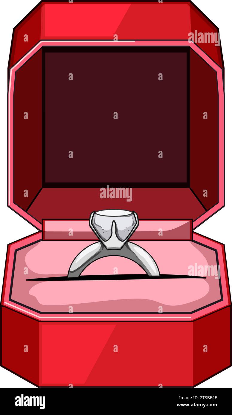 marriage proposal ring box cartoon vector illustration Stock Vector ...