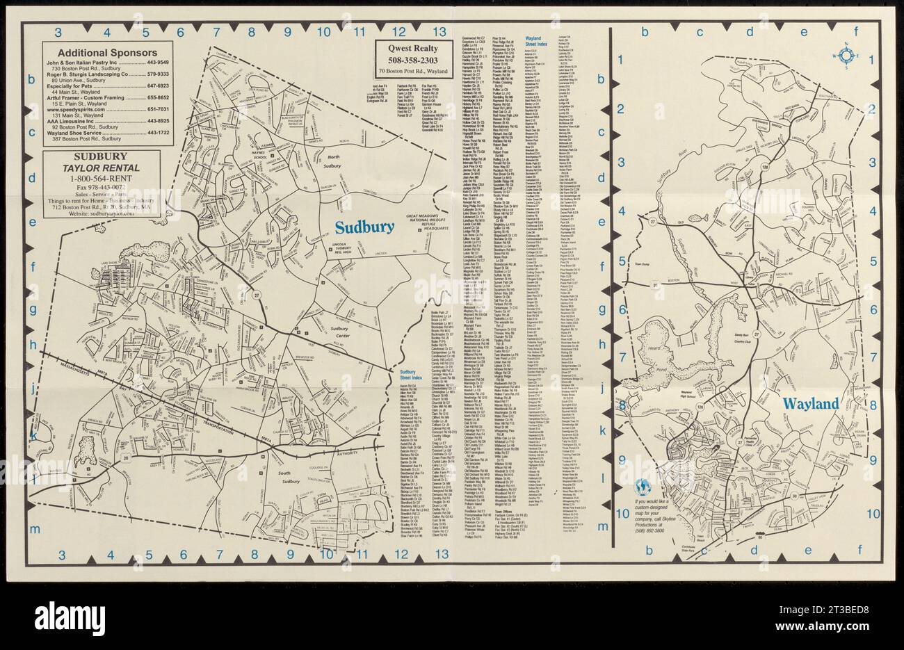 Map of Wayland and map of Sudbury, 2000 Stock Photo - Alamy