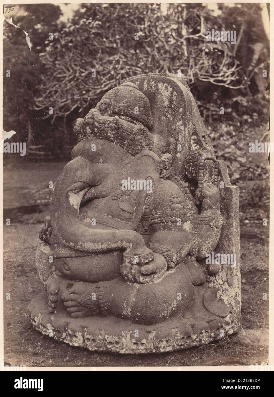Stone statue of Ganesha at the Candi Singhasari, Indonesia Stock Photo ...