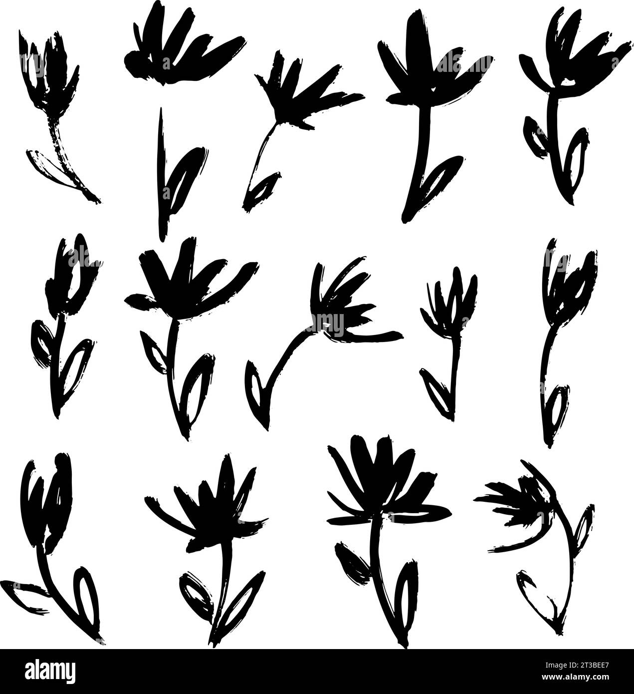 Brushstroke flowers Black and White Stock Photos & Images - Alamy