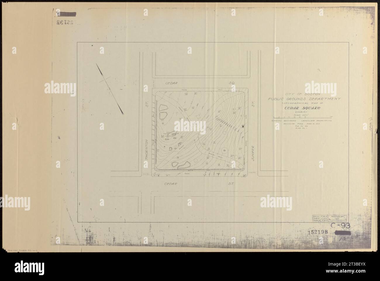 Topographical map of Cedar Square, Roxbury Stock Photo - Alamy