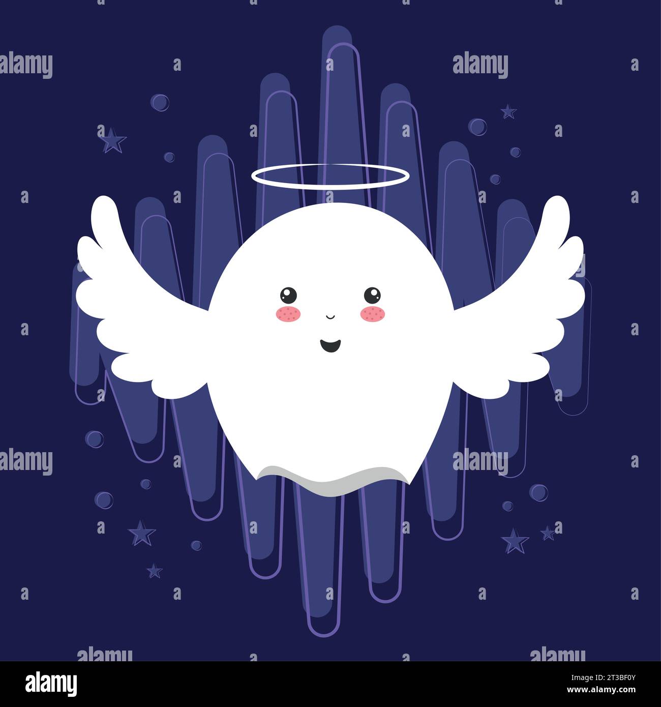 Isolated halloween ghost with an angel costume Vector Stock Vector ...