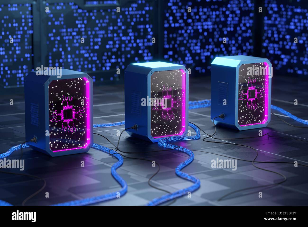 Abstract network server. Database concept. Electronic device. Cable ...