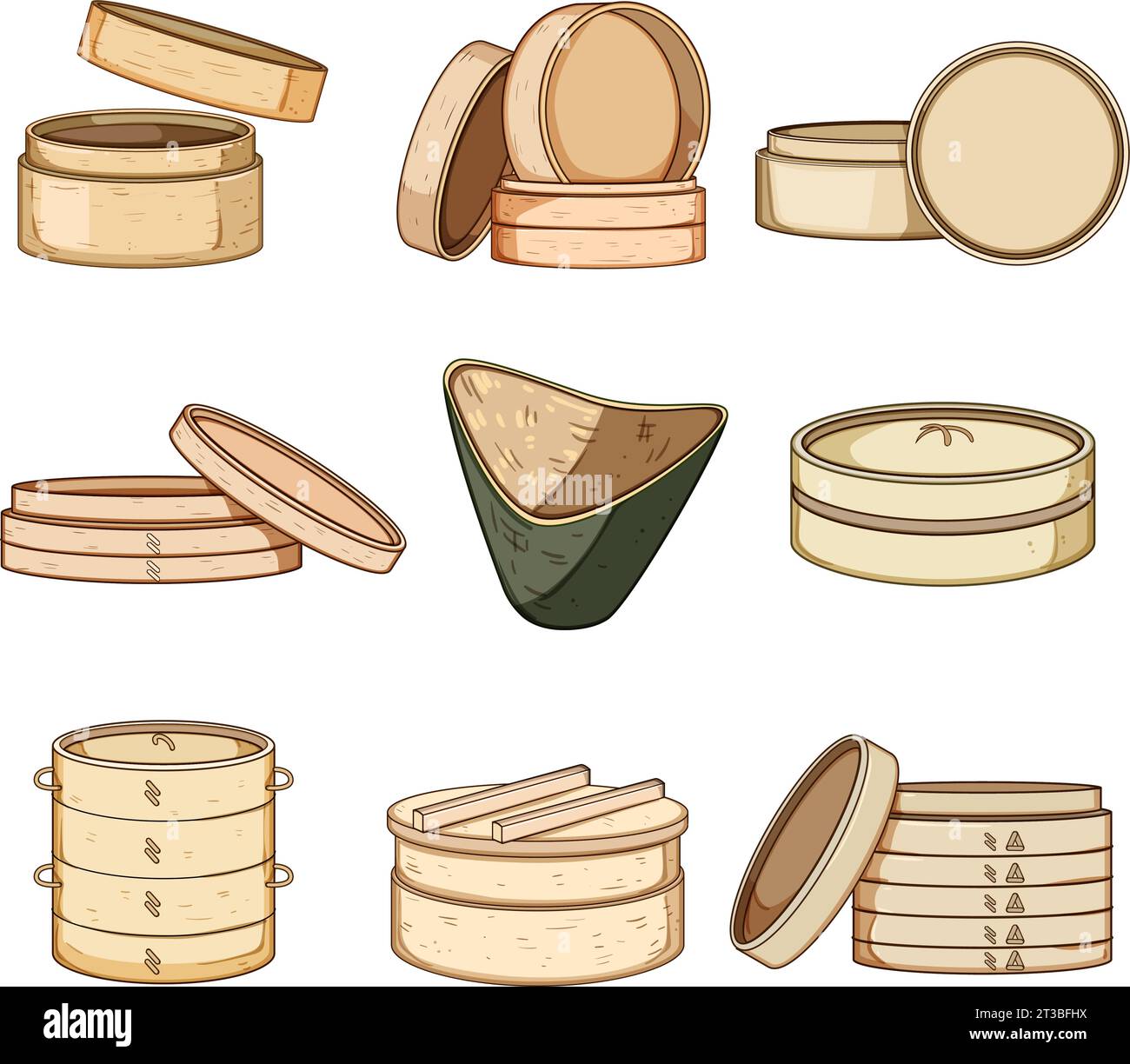 bamboo steamer set cartoon vector illustration Stock Vector Image & Art - Alamy