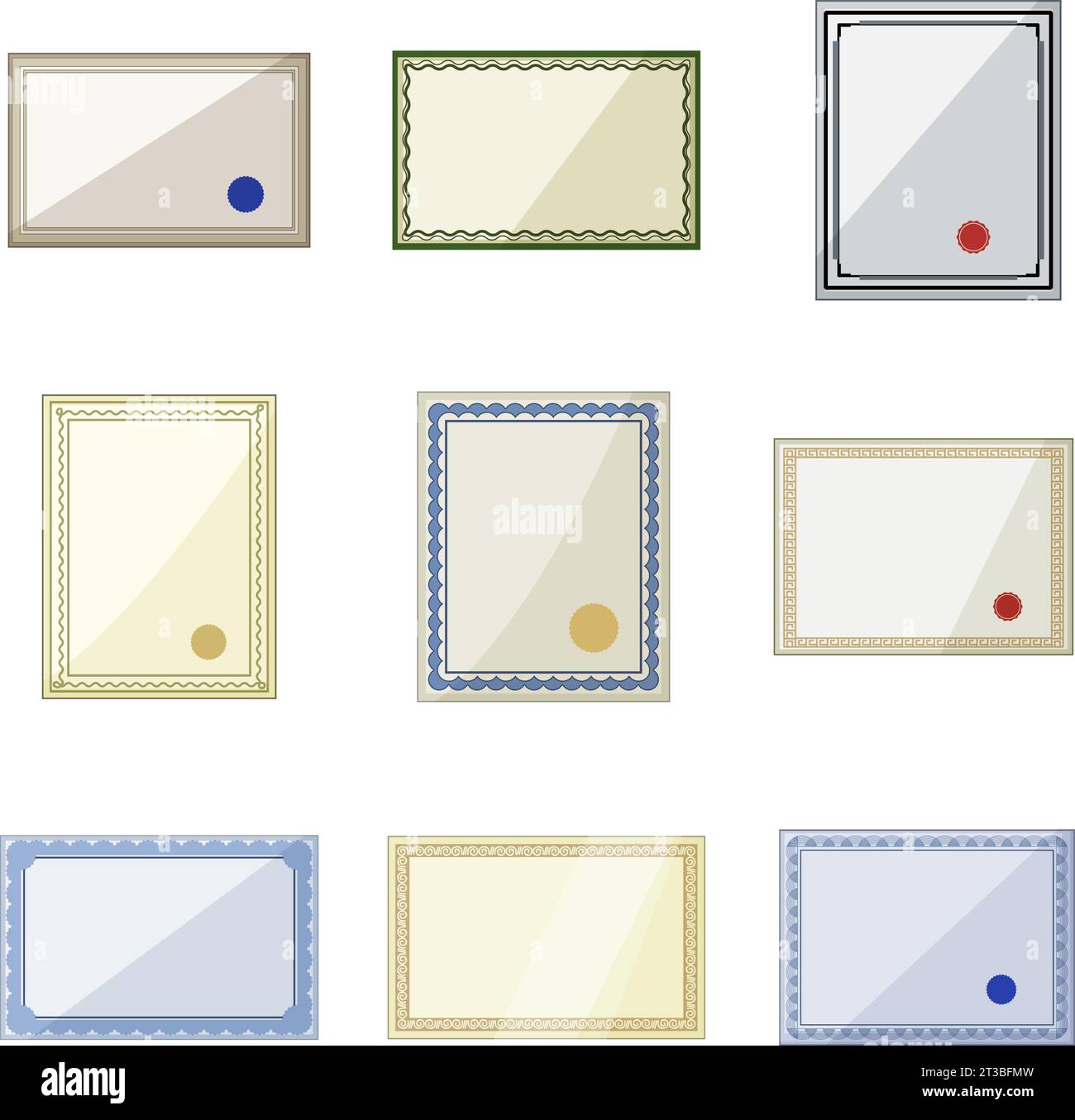 certificate set cartoon vector illustration Stock Vector Image & Art ...