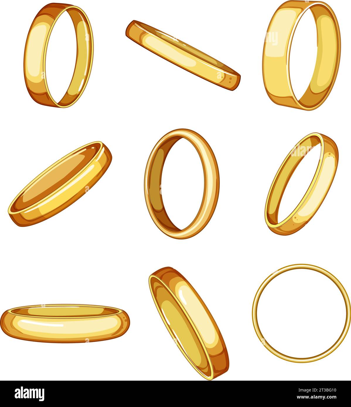 golden ring set cartoon vector illustration Stock Vector Image & Art ...