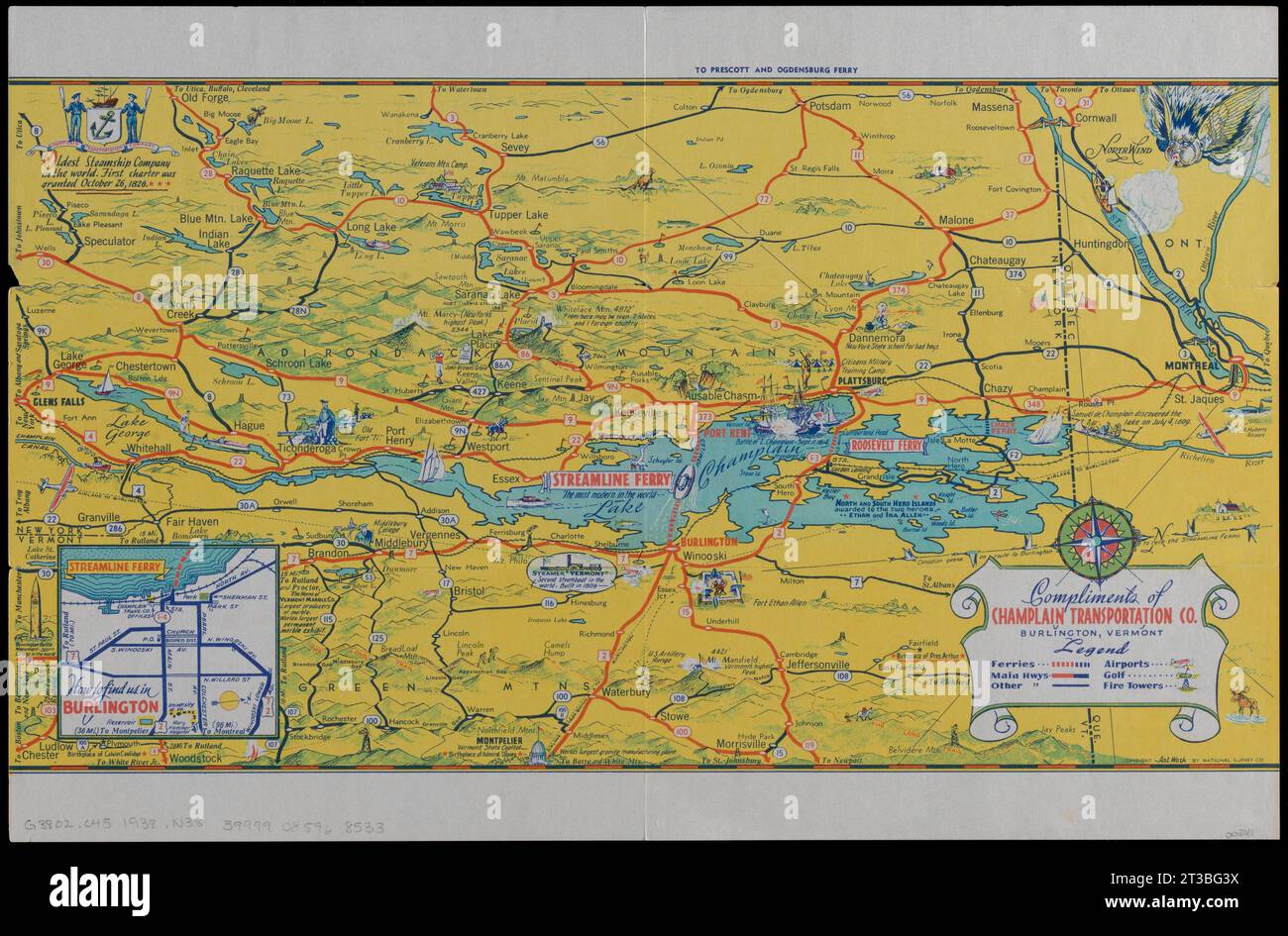 Lake Champlain streamline ferries : direct routes to Whiteface Mtn ...