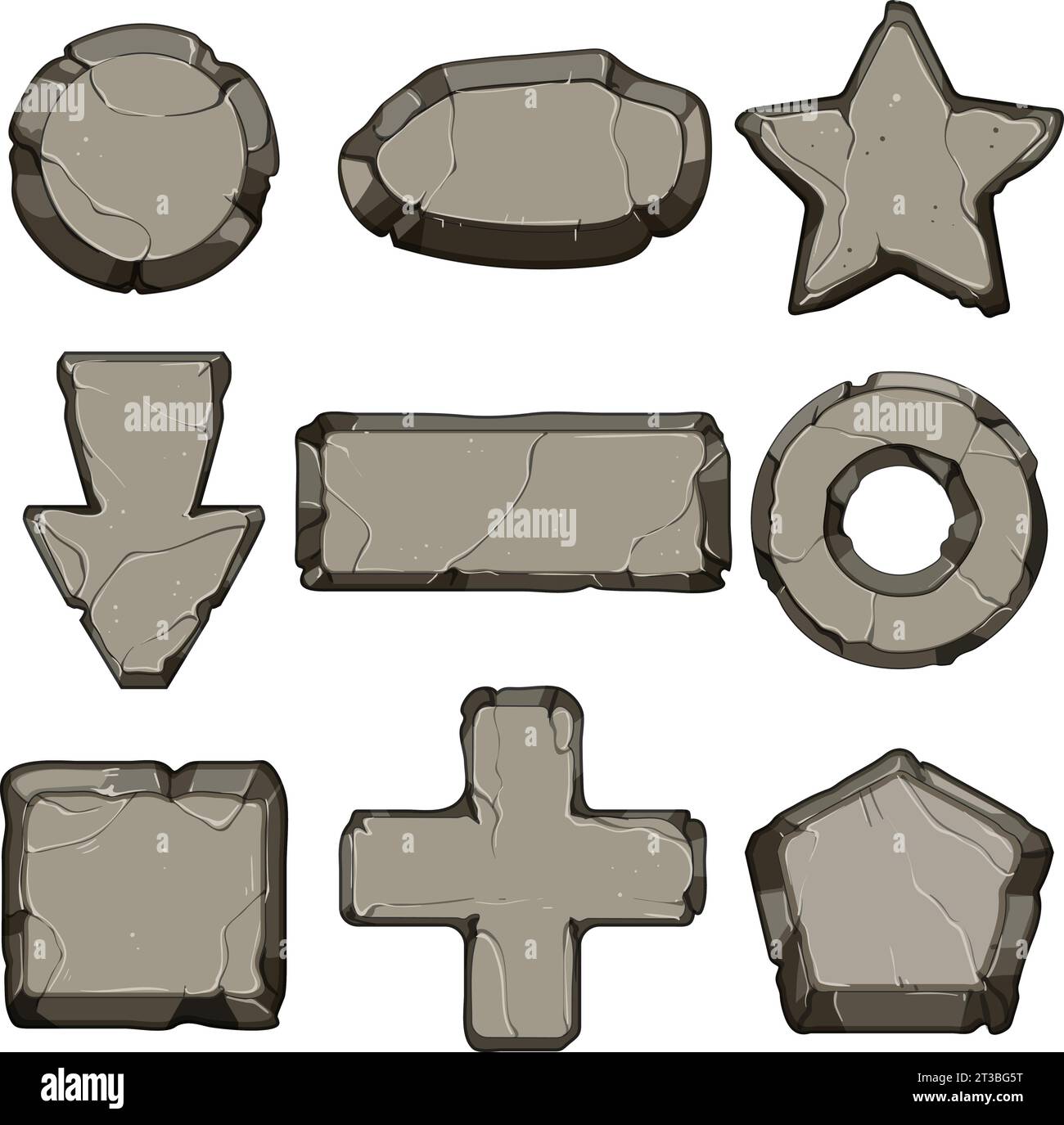 stone button set cartoon vector illustration Stock Vector Image & Art ...