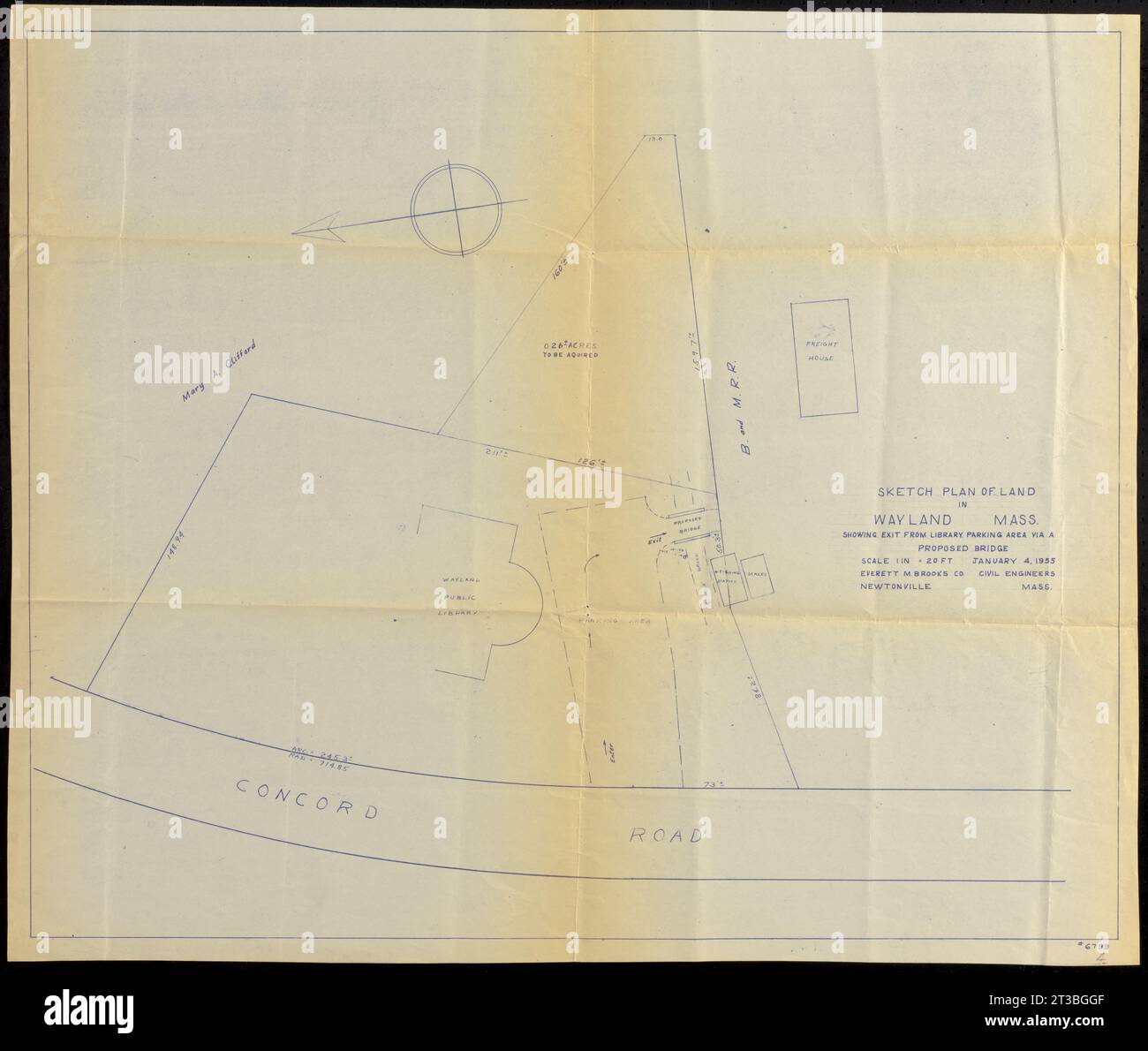 Sketch plan of land in Wayland, Mass. : showing exit from Library ...