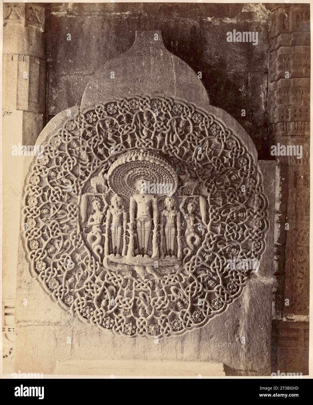 Mount Abu, Jain temple at Sadri, figure of Parshwanath guarded by the ...