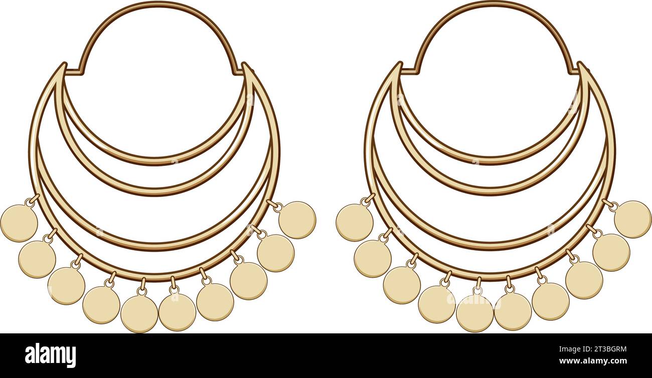 bohemian boho earrings cartoon vector illustration Stock Vector Image ...
