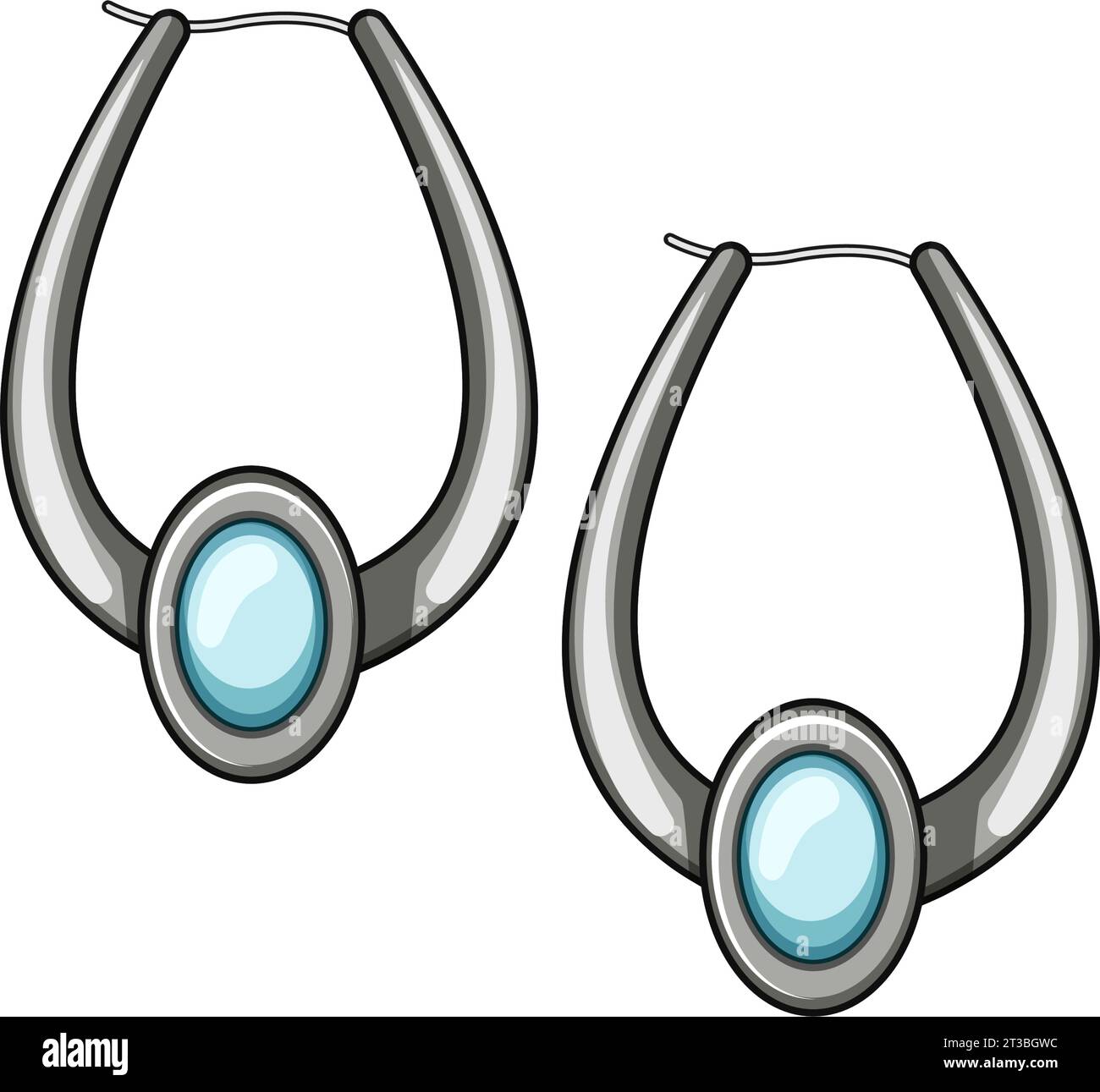 young boho earrings cartoon vector illustration Stock Vector Image ...