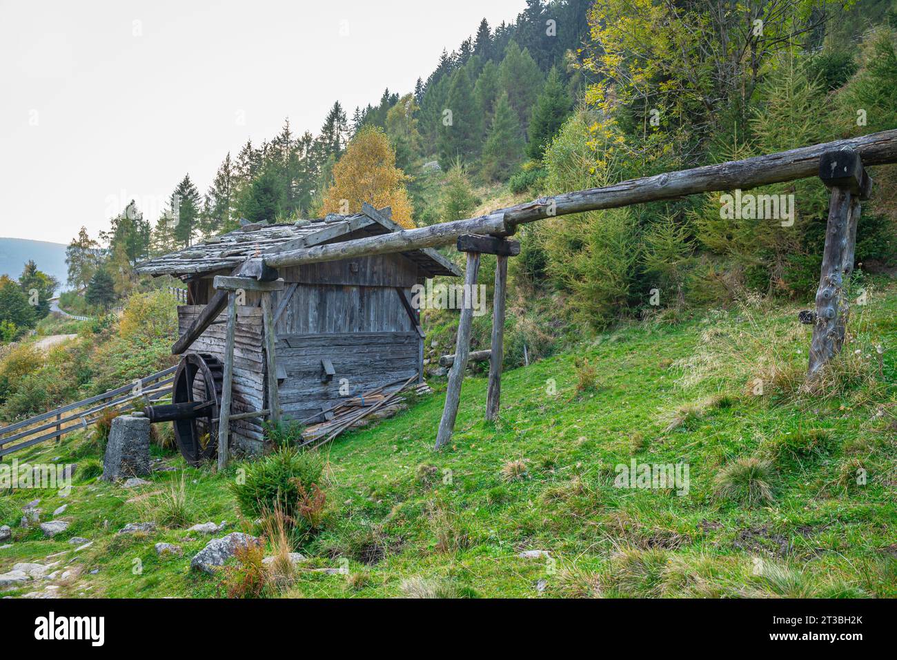 Ancient water mill in the Dolomite Mountains Stock Photo - Alamy