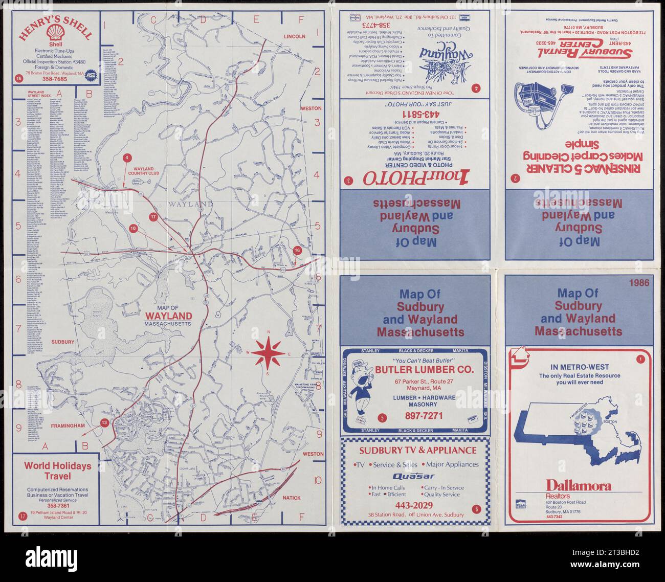 Map of Wayland & map of Sudbury, 1986 Stock Photo - Alamy
