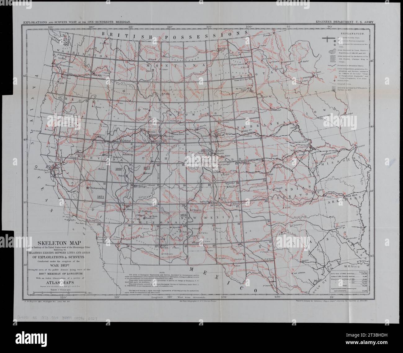 Skeleton map of the territory of the United States west of the ...