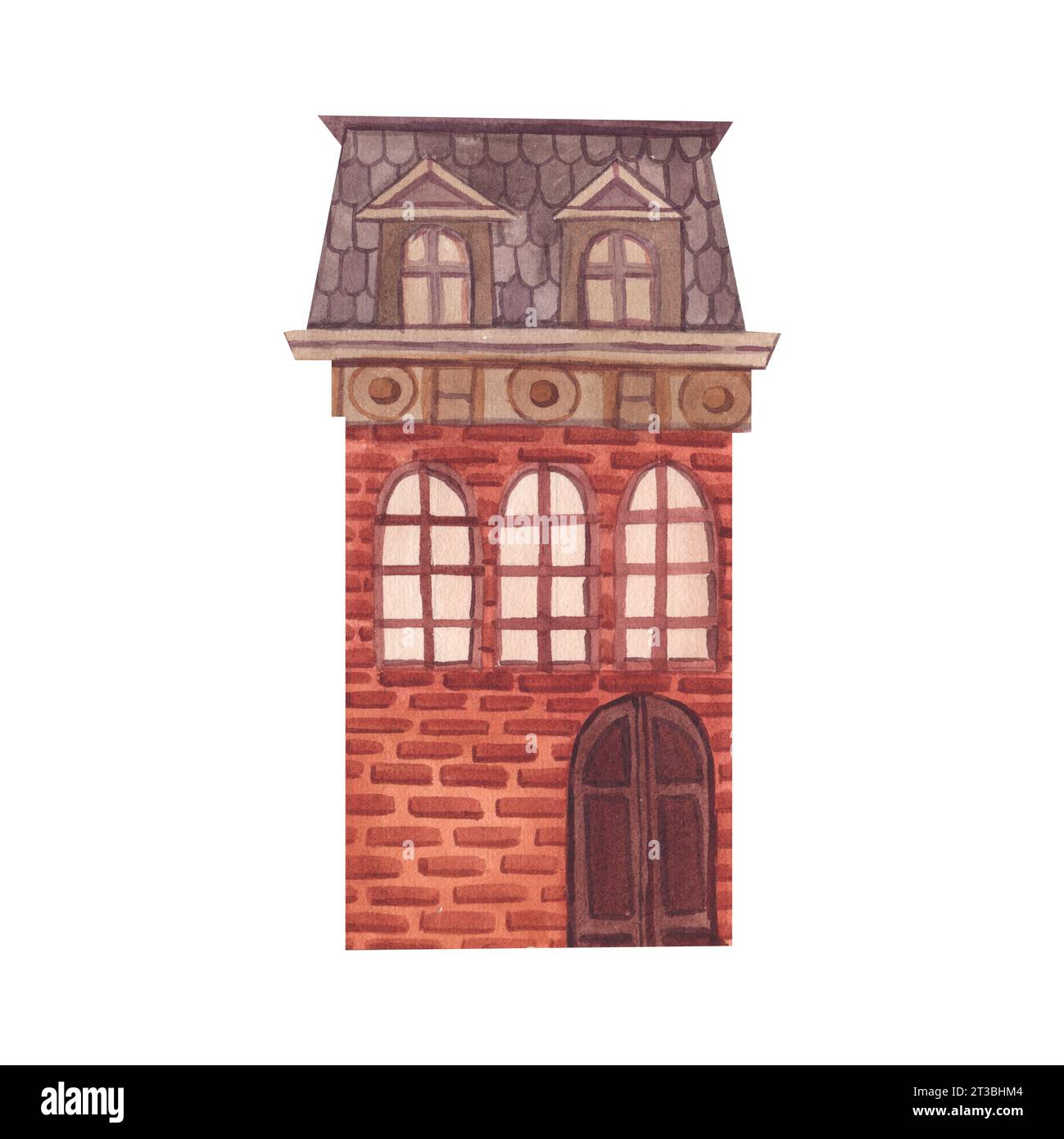 House home cottage cosy building estate painted by watercolor isolated ...