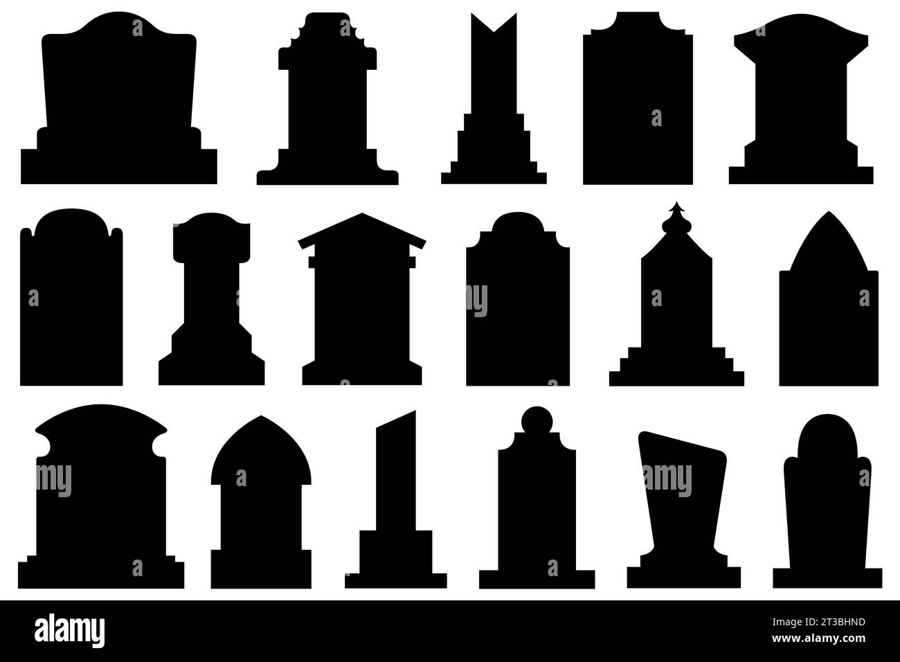 Set of different gravestones isolated on white Stock Photo - Alamy