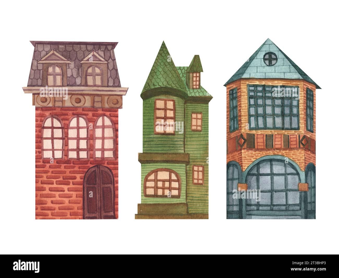 House home cottage cosy building estate painted by watercolor isolated ...