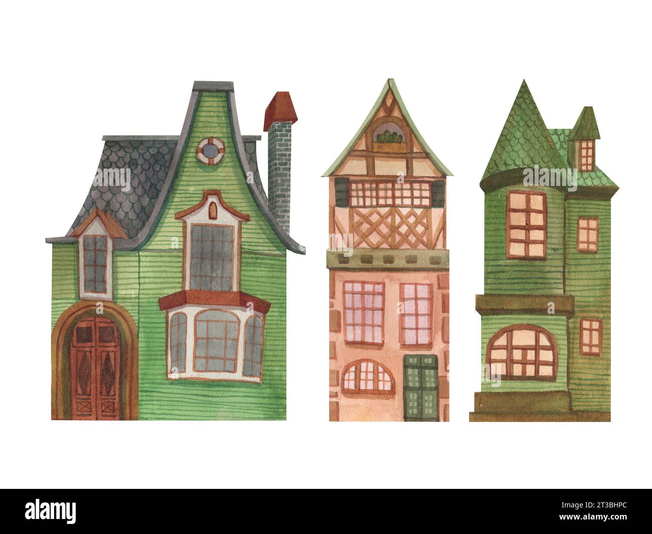 House home cottage cosy building estate painted by watercolor isolated ...