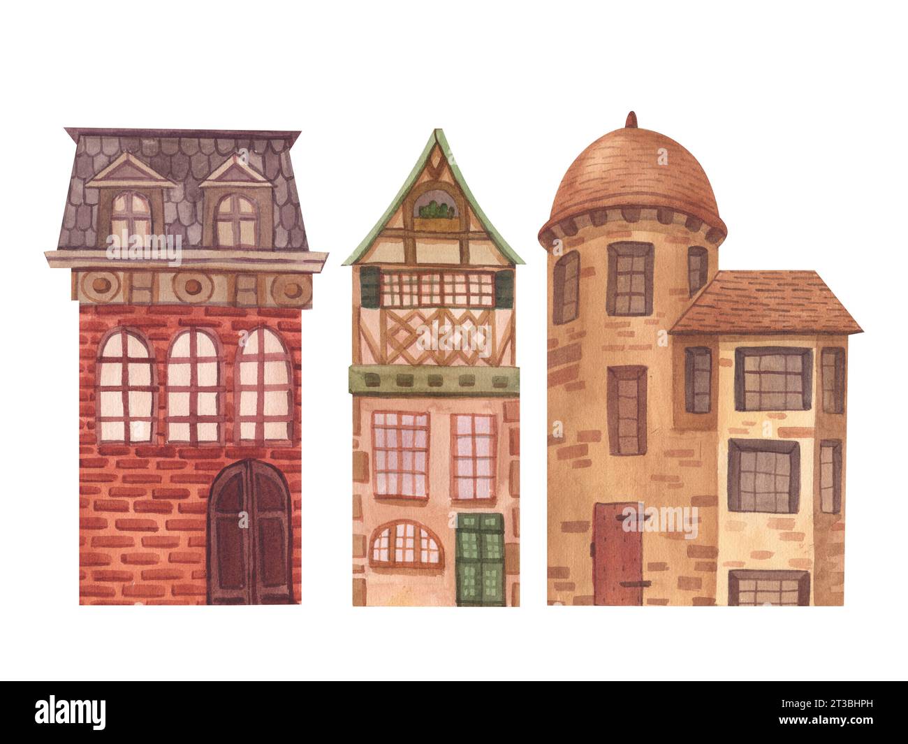 House home cottage cosy building estate painted by watercolor isolated ...