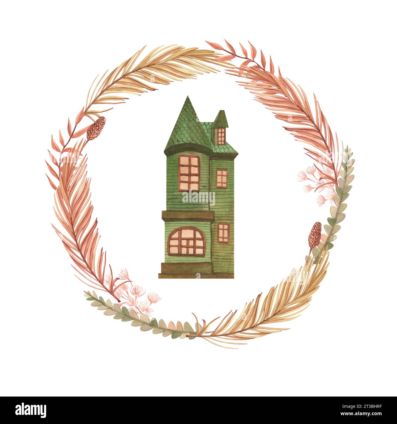 House home cottage cosy building estate painted by watercolor isolated ...