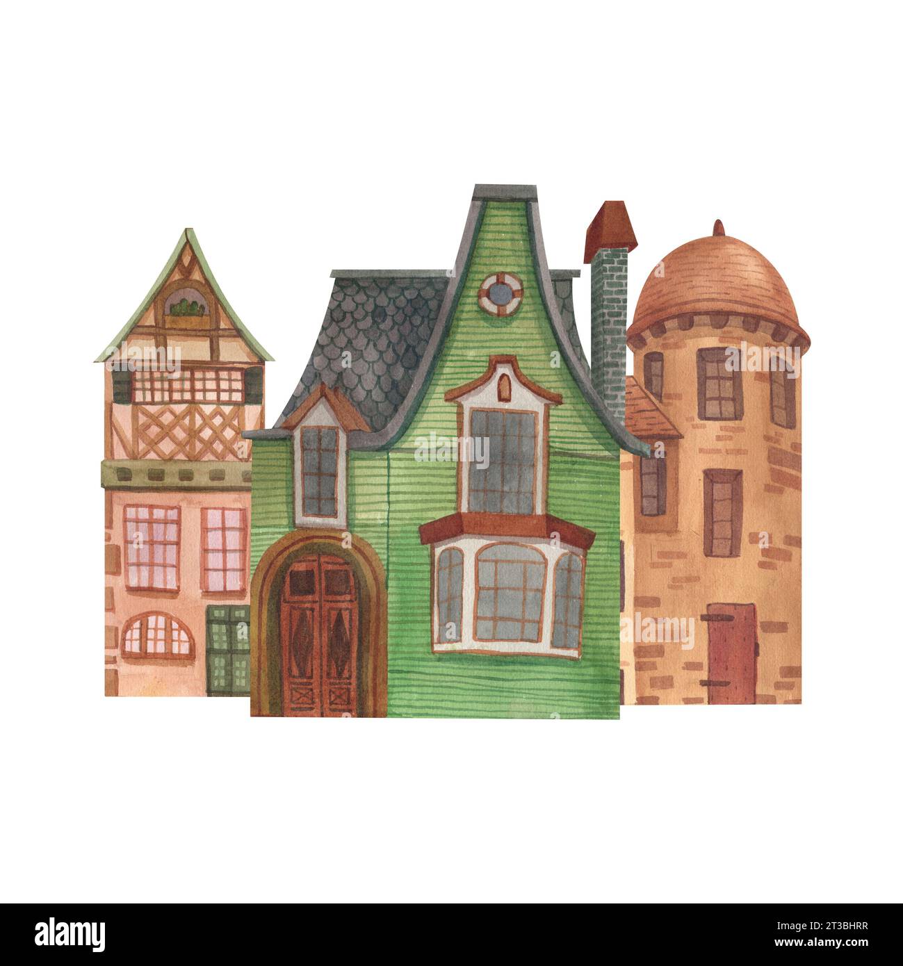 House home cottage cosy building estate painted by watercolor isolated ...
