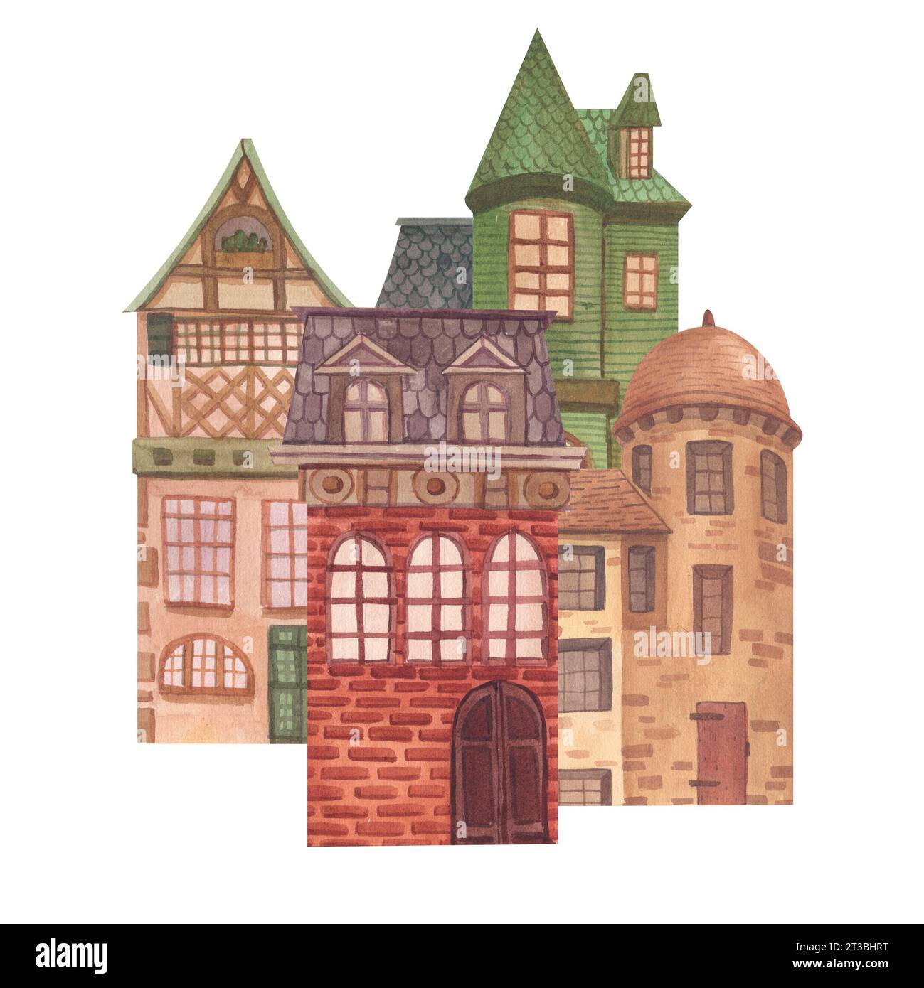 House home cottage cosy building estate painted by watercolor isolated ...