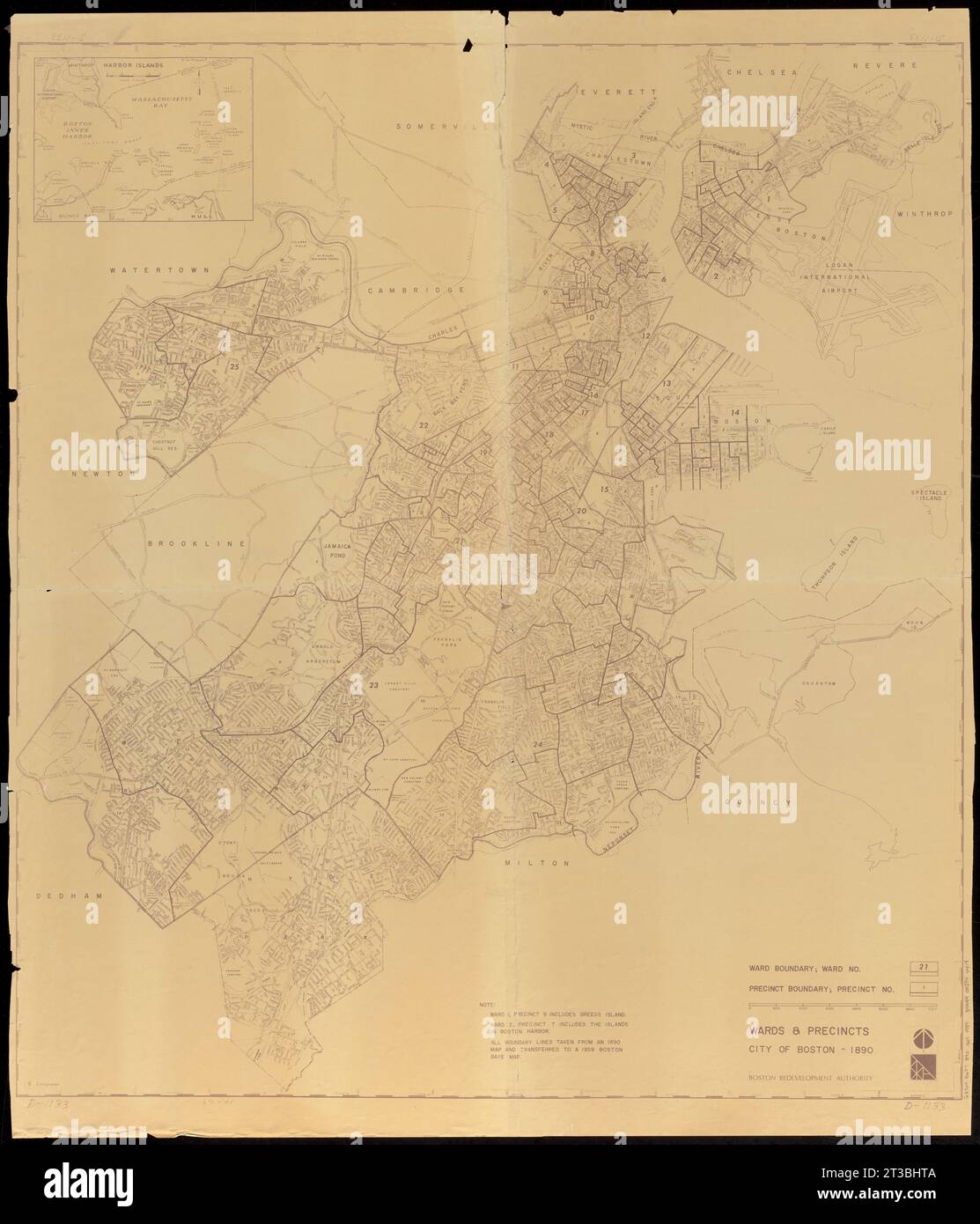 Wards & precincts, city of Boston - 1890 Stock Photo - Alamy