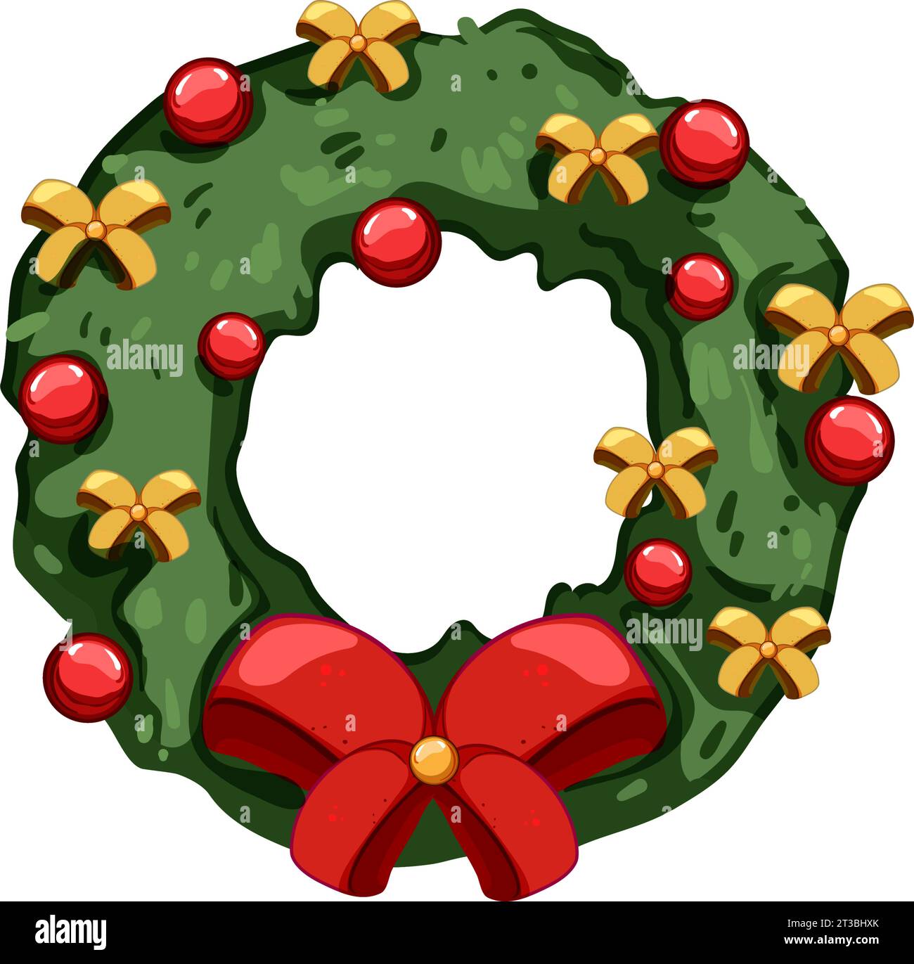 merry christmas wreath cartoon vector illustration Stock Vector Image ...