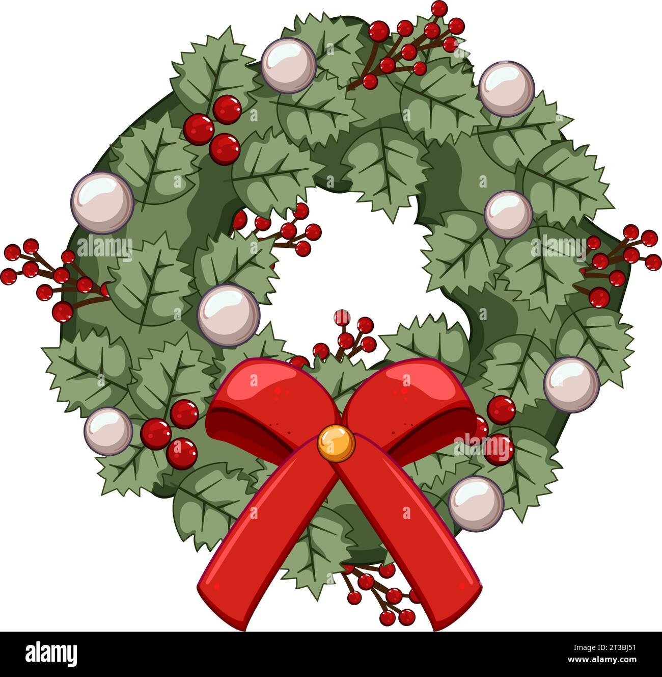 ornament christmas wreath cartoon vector illustration Stock Vector ...
