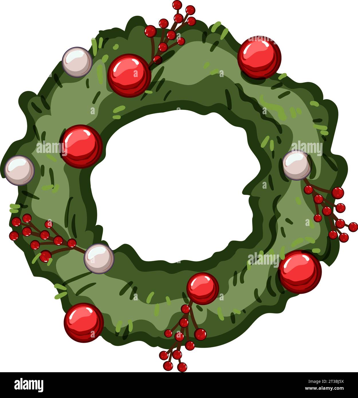 poster christmas wreath cartoon vector illustration Stock Vector Image ...