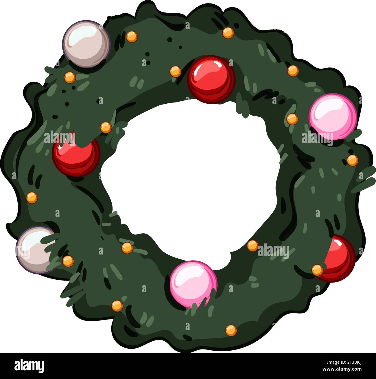 happy christmas wreath cartoon vector illustration Stock Vector Image ...