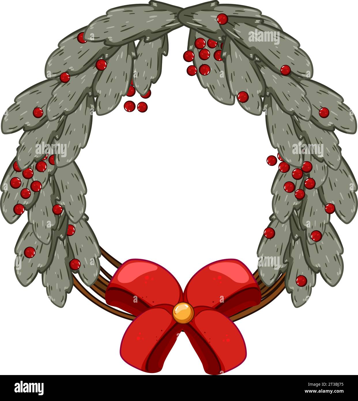 frame christmas wreath cartoon vector illustration Stock Vector Image ...