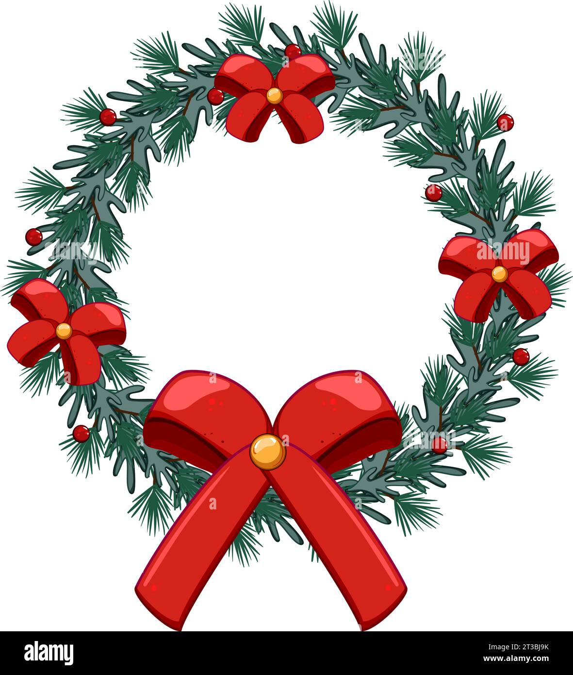 festive christmas wreath cartoon vector illustration Stock Vector Image ...