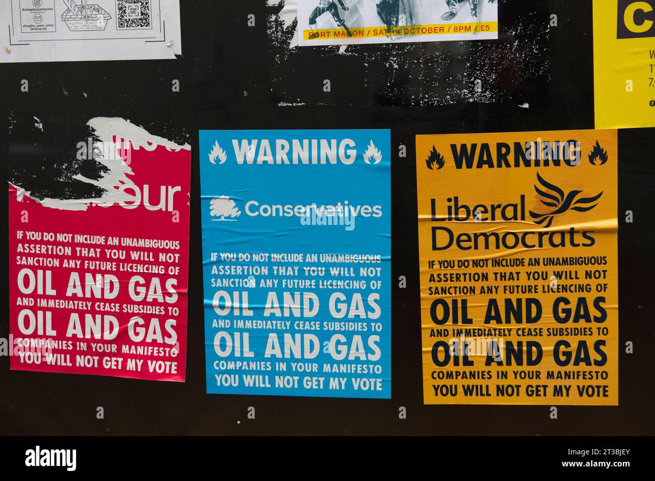 Posters in Oxford city centre aimed at political parties and aiming for ...