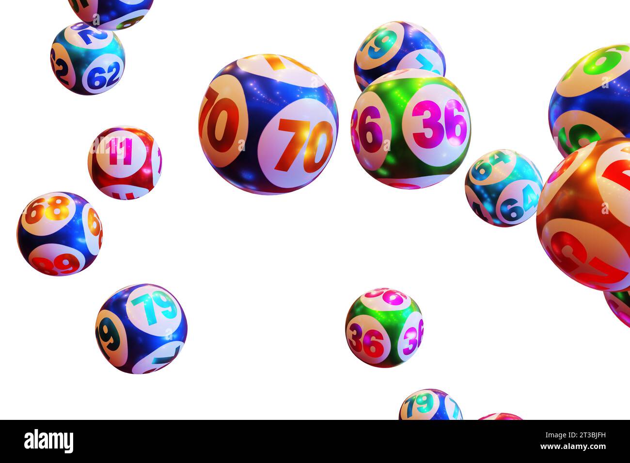 Lottery balls with a number in flight on a white background.3D ...