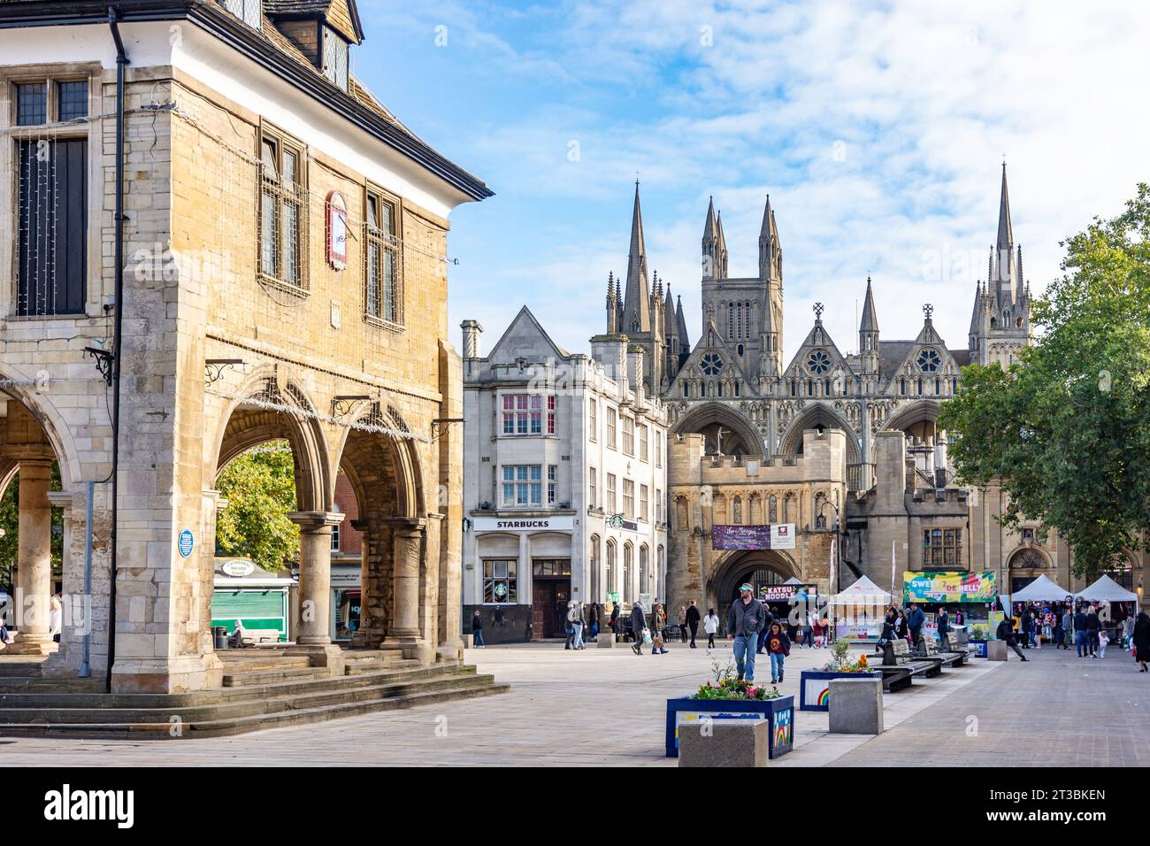 View of Peterborough Cathedral and The Guildhall (Butter Cross) from ...