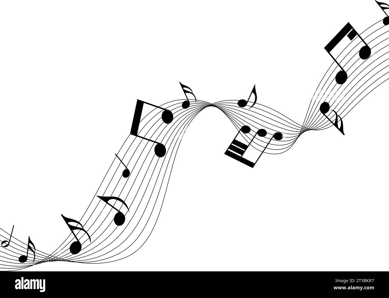 Musical notes staff background on white. Vector illustration Stock ...