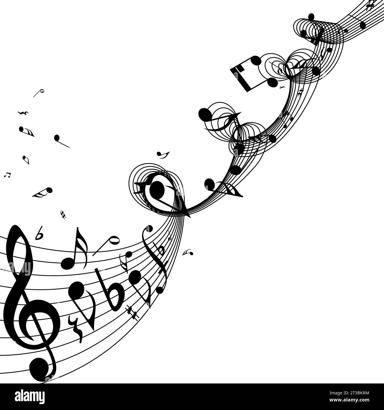 Musical notes staff background on white. Vector illustration Stock ...